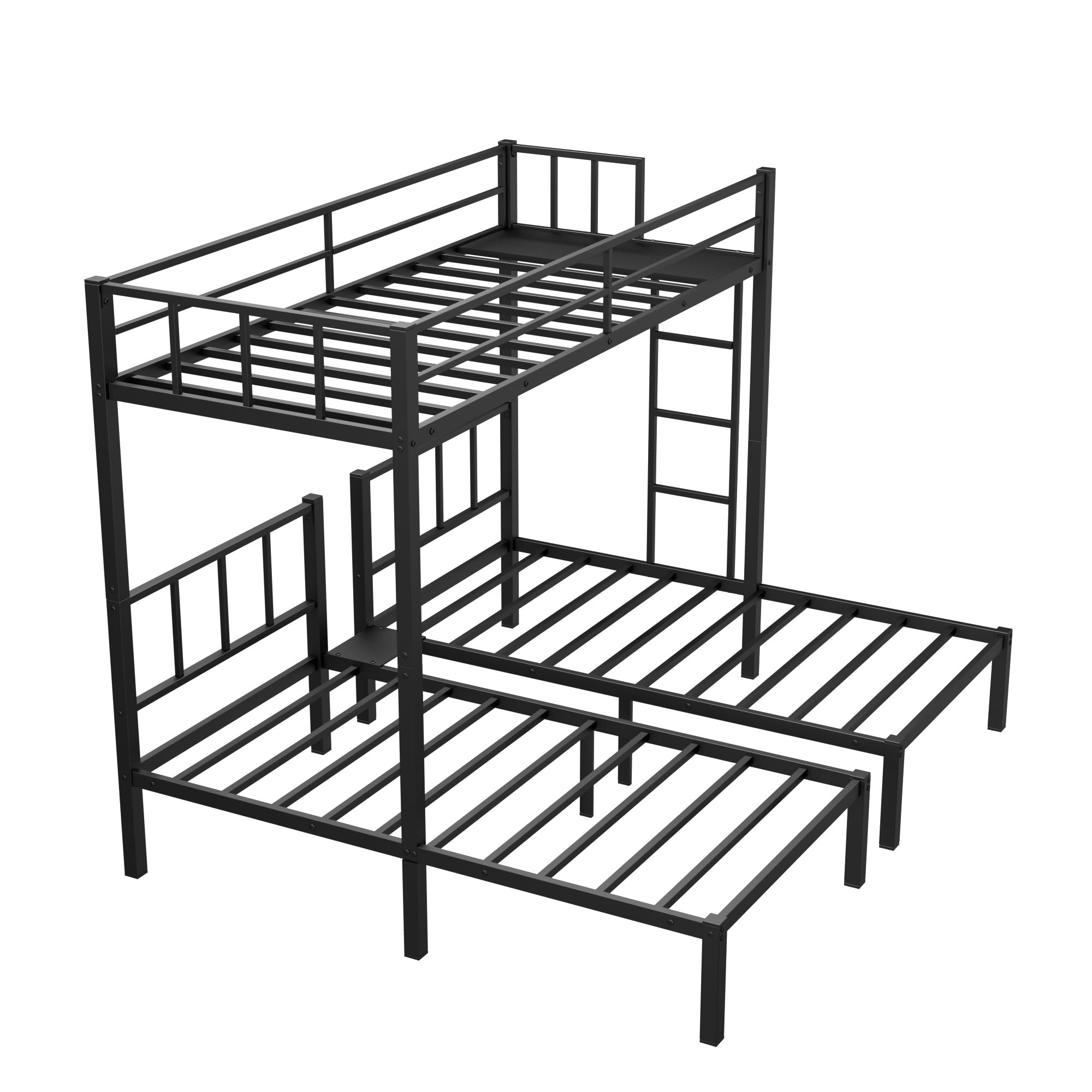 Harper & Bright Designs Metal Triple Bunk Beds for 3, Bunk Bed Twin Over Twin & Twin Size, 3 Bed Bunk Beds for Kids, Teens,Can be Separated into 3 Twin Beds, Black