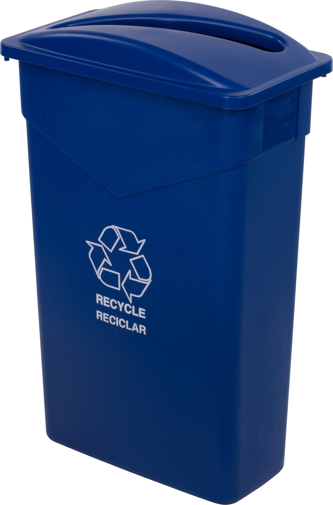Carlisle FoodService Products TrimLine Rectangle RECYCLE Waste Container, 23 Gallons, Blue