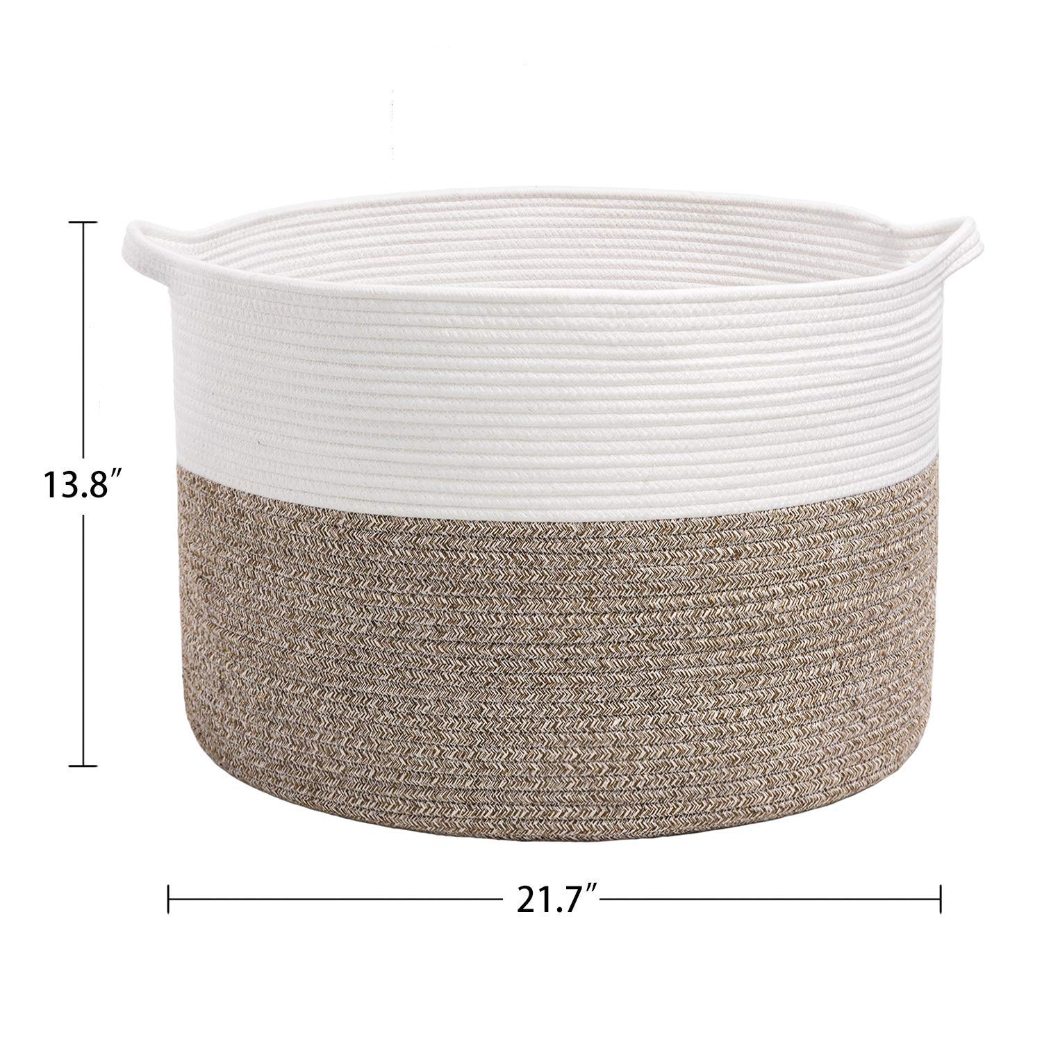 INDRESSME XXXL Large Cotton Rope Basket Laundry Basket Laundry Storage Bin (Set of 2)