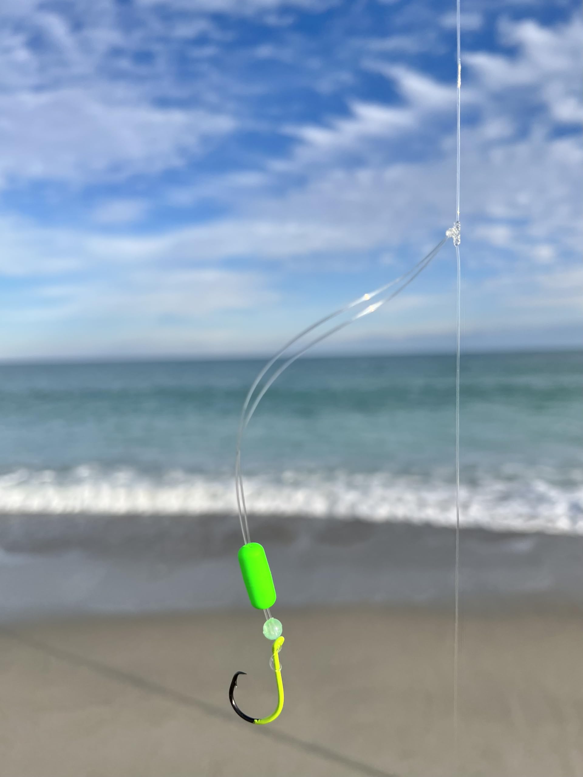 6 Pack 'Coquina Shells' Pompano Surf Fishing Rigs (25# Mono Pro-Tec Coated)