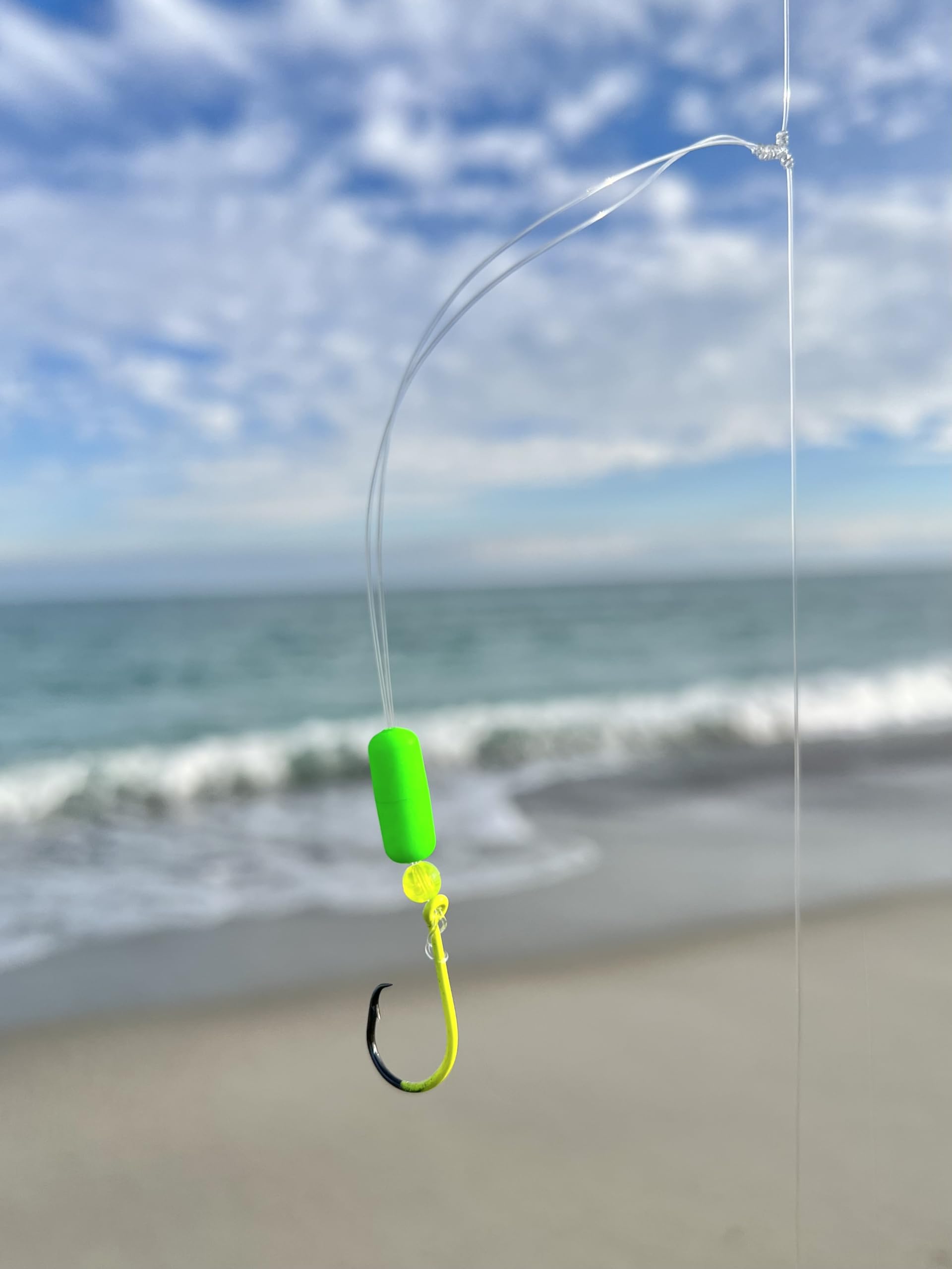 6 Pack 'Coquina Shells' Pompano Surf Fishing Rigs (25# Mono Pro-Tec Coated)