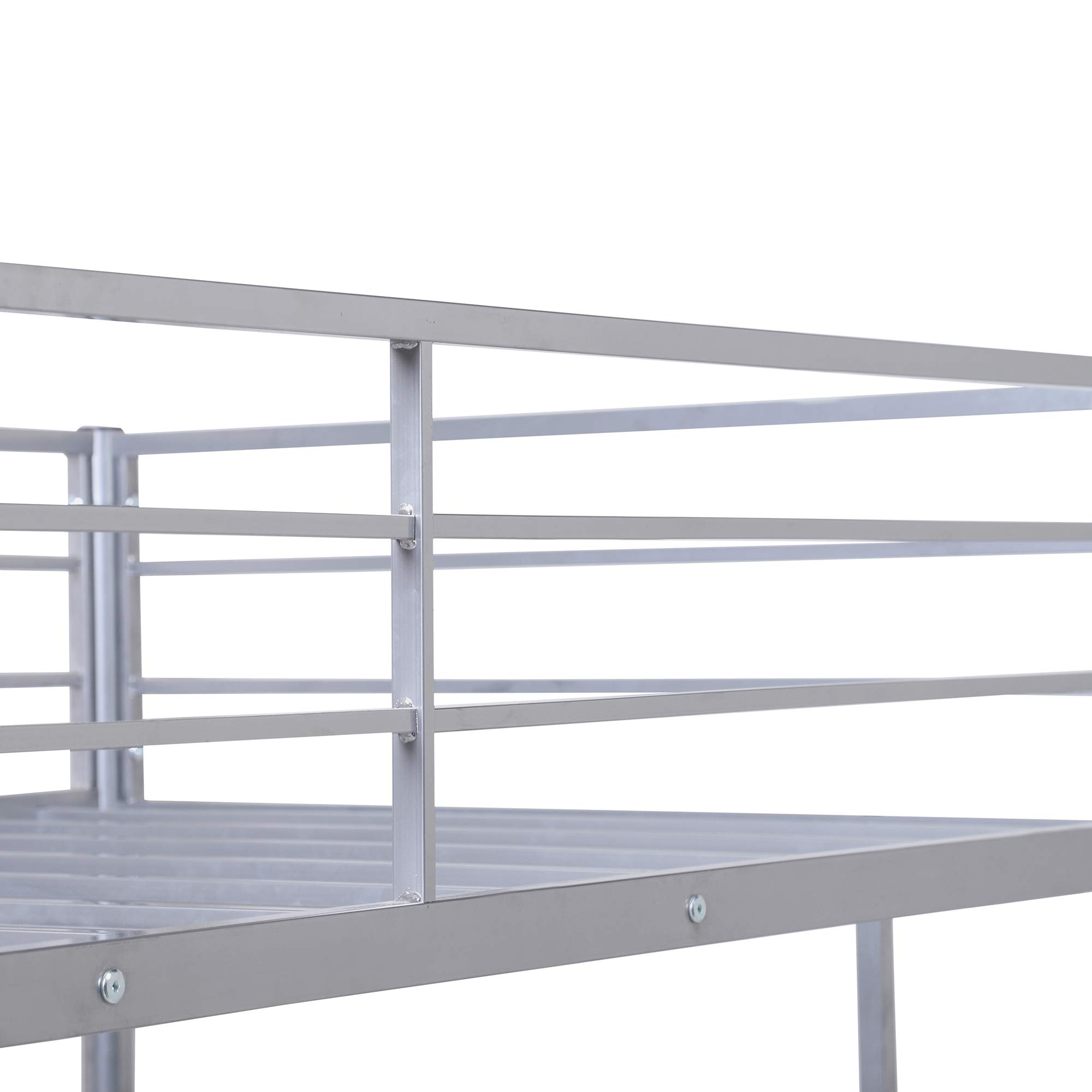 Harper & Bright Designs Twin Over Full Metal Bunk Bed with Desk, L Shaped Bunk Bed with Ladder and Quality Slats for Bedroom- Silver