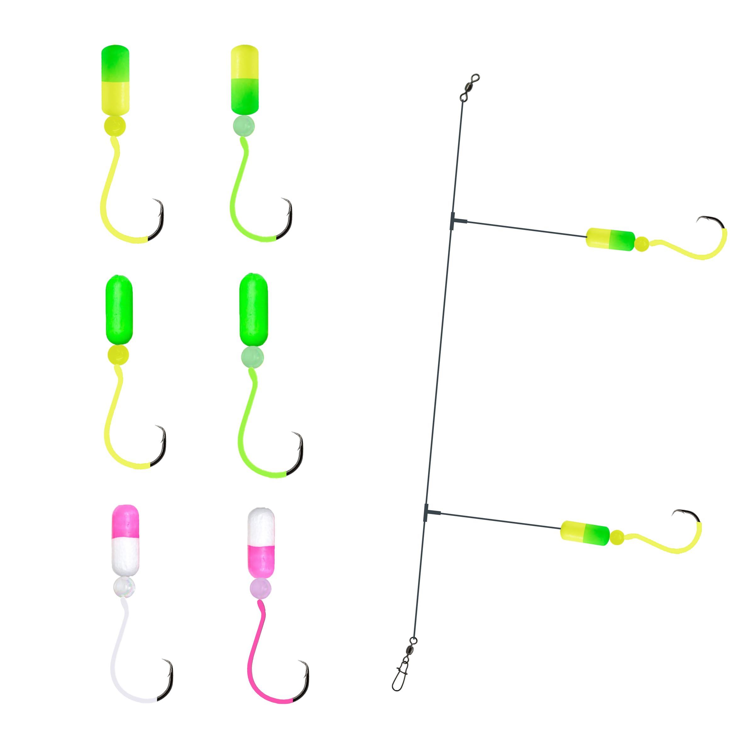 6 Pack 'Coquina Shells' Pompano Surf Fishing Rigs (25# Mono Pro-Tec Coated)