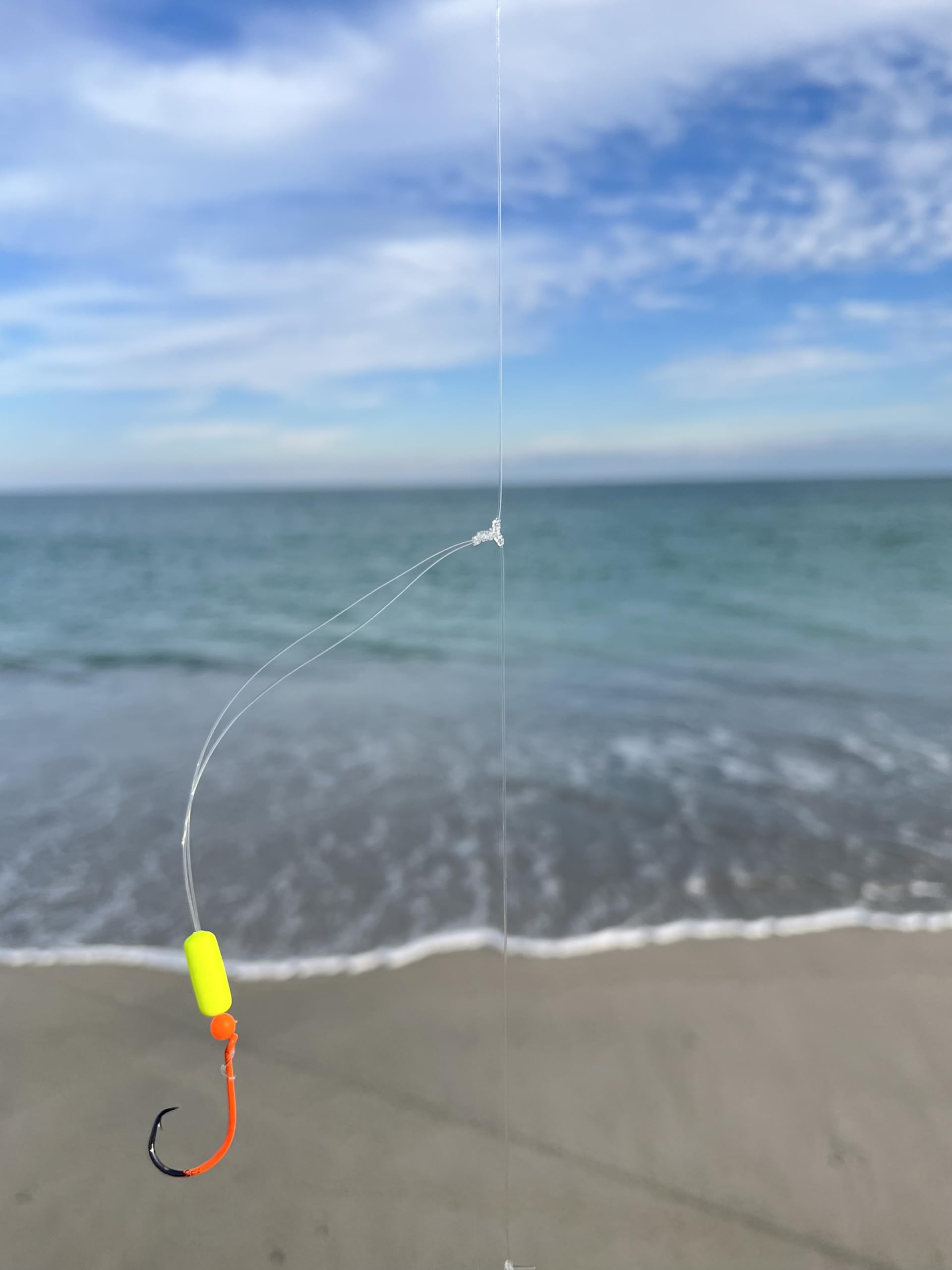 3 Pack Pompano Rigs Pro-Tec Coated Circle Hooks Surf Fishing Rigs Hand-Tied (Chartreuse)