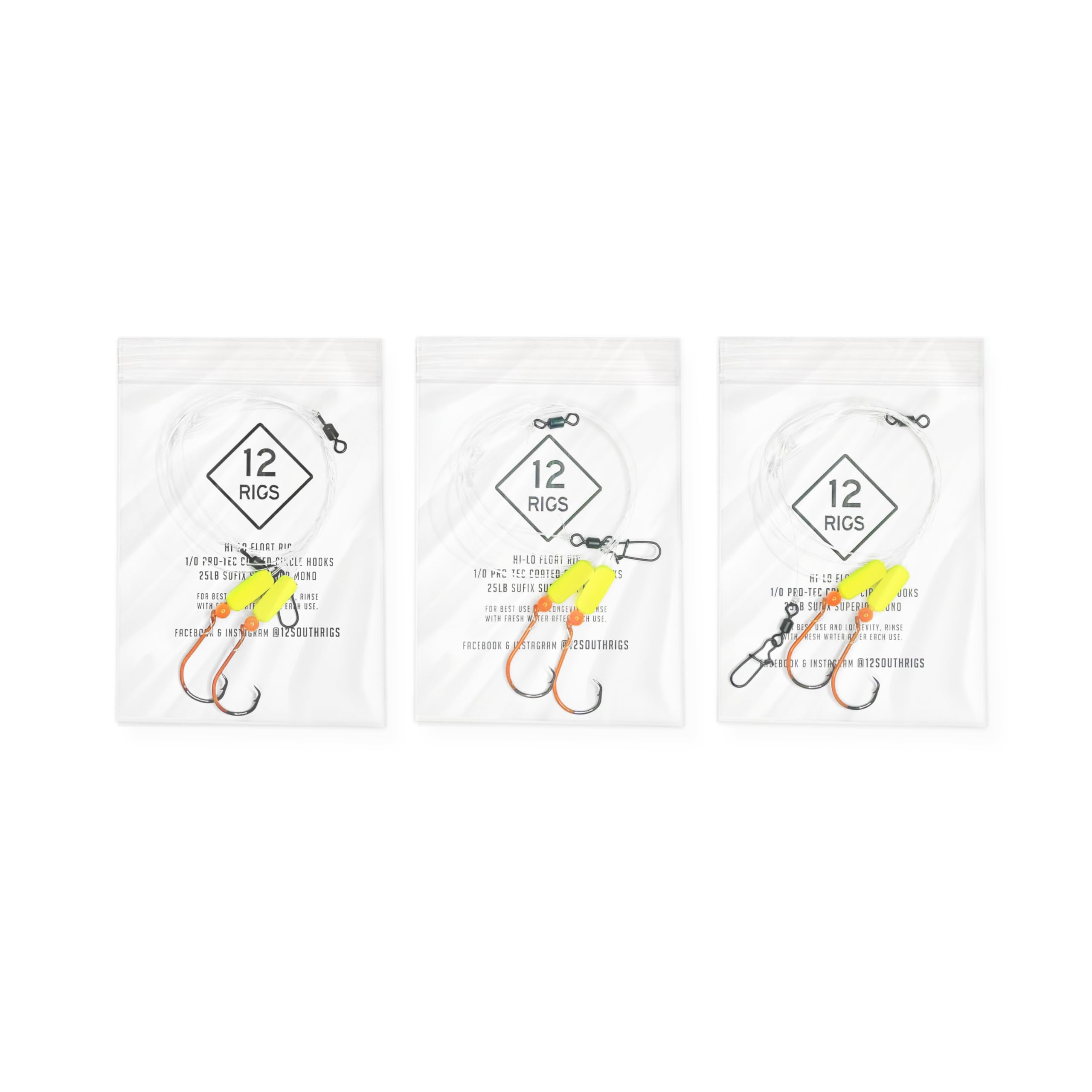 3 Pack Pompano Rigs Pro-Tec Coated Circle Hooks Surf Fishing Rigs Hand-Tied (Chartreuse)
