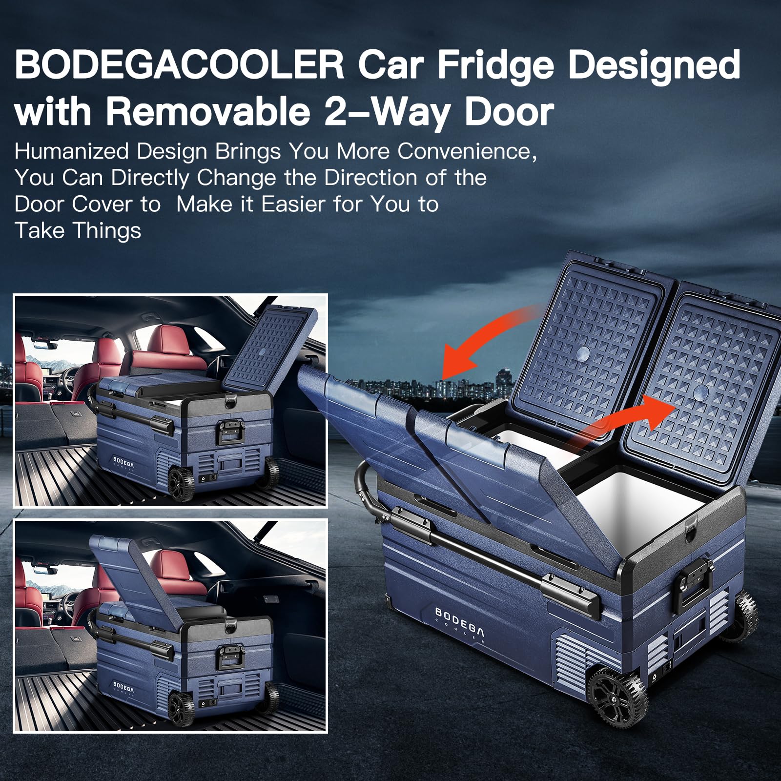 【Upgraded】BODEGACOOLER 12 Volt Car Refrigerator, Portable Freezer, Car Fridge Dual Zone WIFI APP Control, 80 Quart(75L) -4℉-68℉ Cooler, 12/24V DC and 100-240V AC, for Travel, Camping, Outdoor,RV