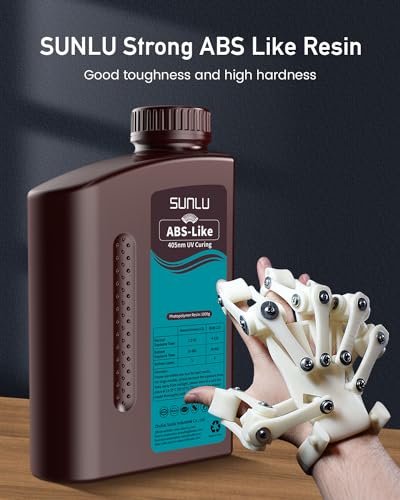 SUNLU ABS Like Resin 2000g, Strong Fast Curing 3D Printer Resin, 395 to 405nm UV Curing 3D Printing Liquid Photopolymer Resin, Non-Brittle and High Precision, 2kg, Grey
