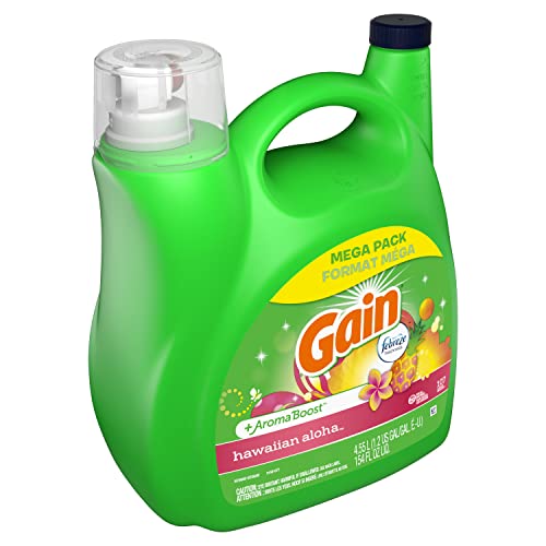 Gain + Aroma Boost Laundry Detergent Liquid Soap, Hawaiian Aloha Scent, 107 Loads, 154 Fl Oz, He Compatible