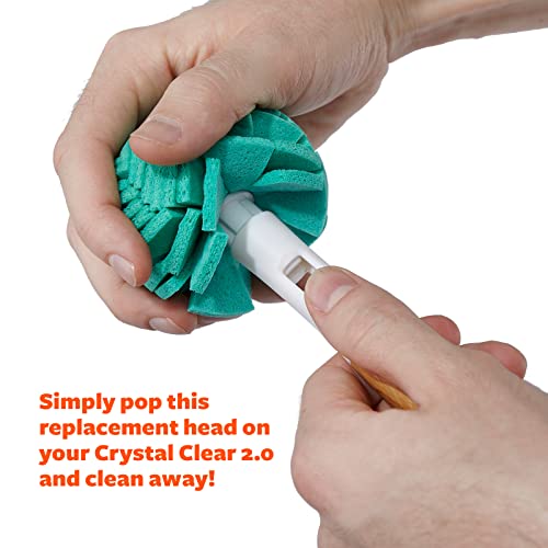 Full Circle Crystal Clear 2.0 Replaceable Glass Cleaner - Gentle Sponge Cleaning Brush for Washing Glasses โ Bamboo Handle and Layered Cellulose Sponge Kitchen Dish Brush, One Size, White