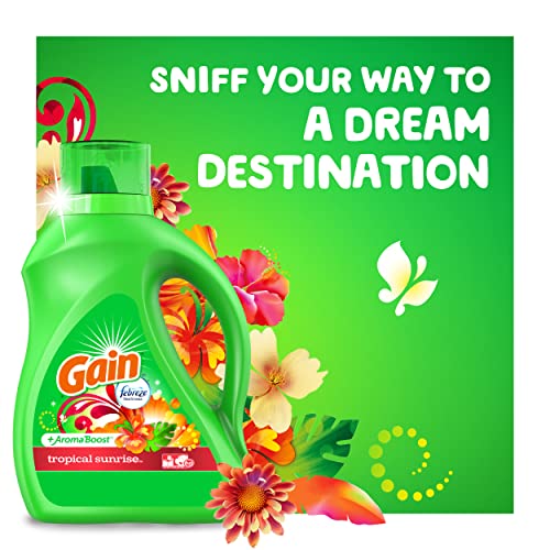 Gain + Aroma Boost Laundry Detergent Liquid Soap, Hawaiian Aloha Scent, 107 Loads, 154 Fl Oz, He Compatible