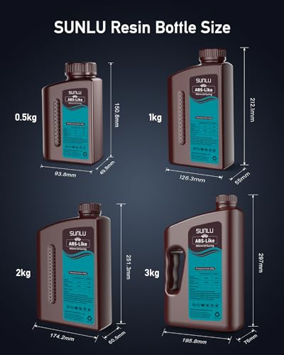 SUNLU ABS Like Resin 2000g, Strong Fast Curing 3D Printer Resin, 395 to 405nm UV Curing 3D Printing Liquid Photopolymer Resin, Non-Brittle and High Precision, 2kg, Grey