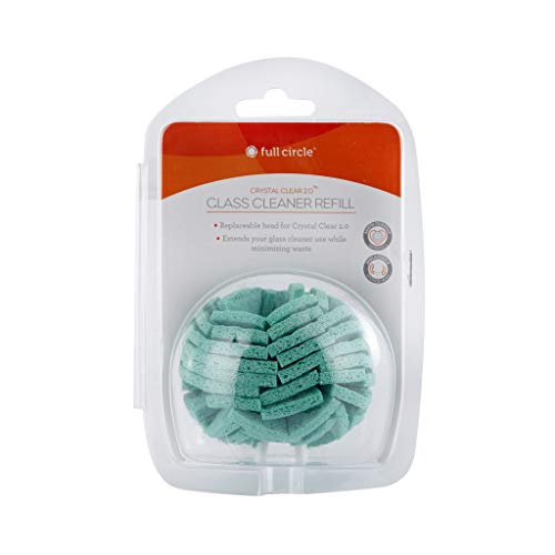 Full Circle Crystal Clear 2.0 Replaceable Glass Cleaner - Gentle Sponge Cleaning Brush for Washing Glasses โ Bamboo Handle and Layered Cellulose Sponge Kitchen Dish Brush, One Size, White