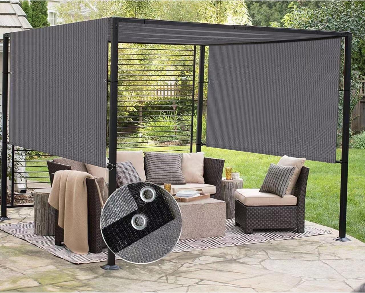 FAIR WIND Shade Cloth 90% Sun Shade Fabric Privacy Screen Shade Cover Patio Canopy with Grommets Shade Net for Garden Outdoor Pergola 10 x 12 FT - Grey