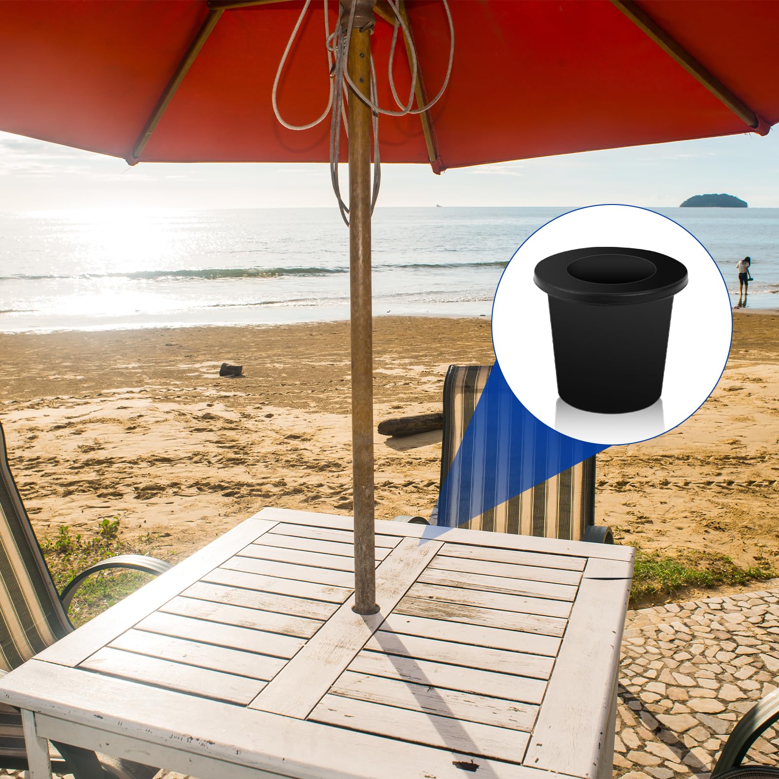 KALIONE 2 Packs Patio Table Umbrella Hole Ring, Black Umbrella Outdoor Patio Plug Hole Ring, Silicone Cone Umbrella Stabilizer Sleeve for Outdoor Table Umbrella Patio Umbrella Pool Umbrella Adapter