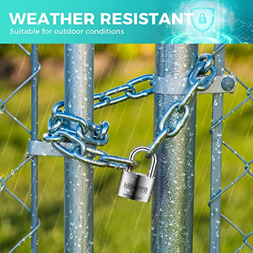 KAWAHA 41/40-4P 1-9/16 inch (40mm) High Security Stainless Steel Padlock with Key for Both Indoor and Outdoor use (SUS304 Stainless Steel, Heavy Duty, Anti-Rust) (40mm, Keyed Alike - 4 Pack)