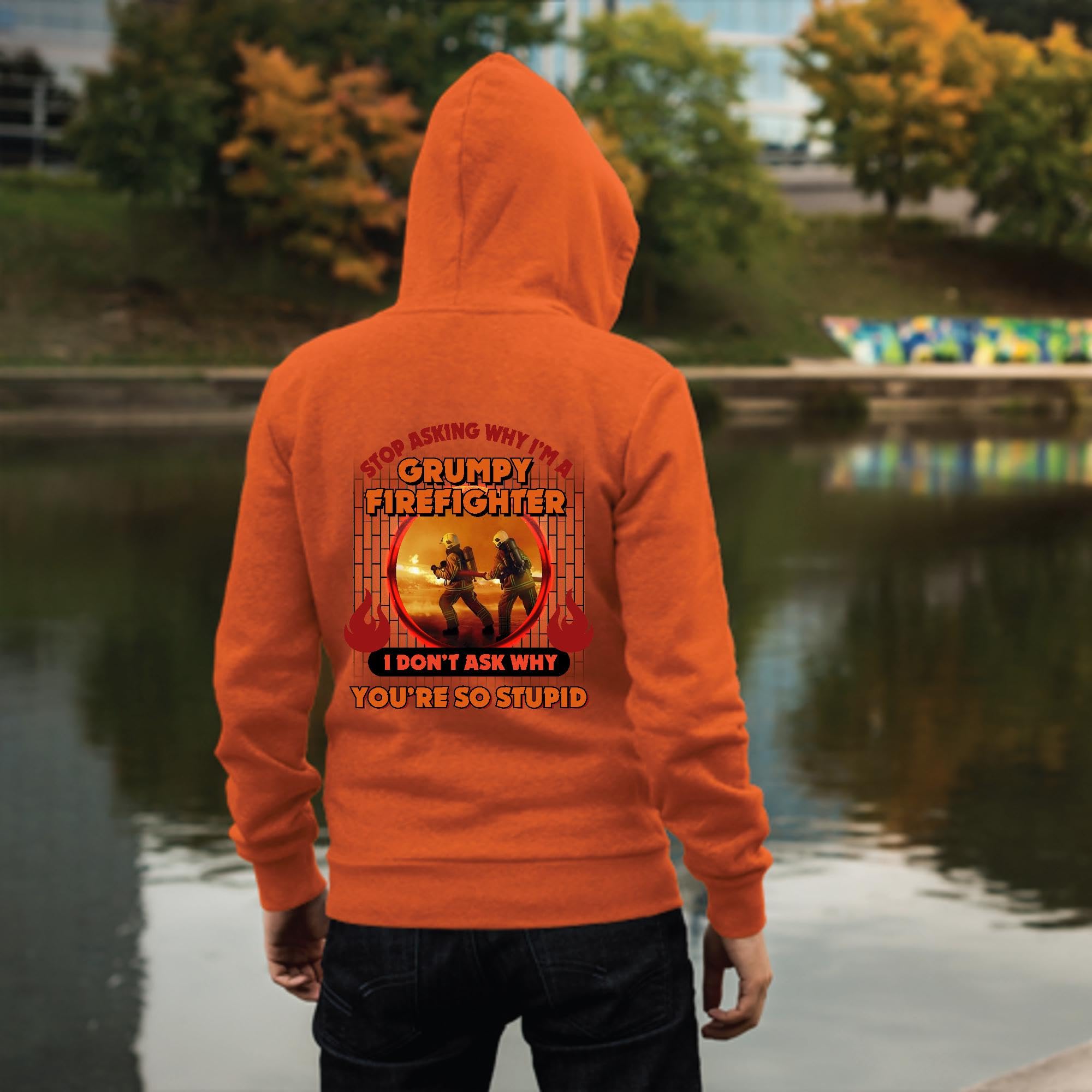 Gift for Grumpy Firefighter Stop Asking Why Im Black and Muticolor Unisex Hoodie