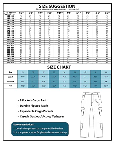 AKARMY Men's Casual Cargo Pants Military Army Camo Pants Combat Work Pants with 8 Pockets Black 34