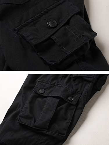 AKARMY Men's Casual Cargo Pants Military Army Camo Pants Combat Work Pants with 8 Pockets Black 34