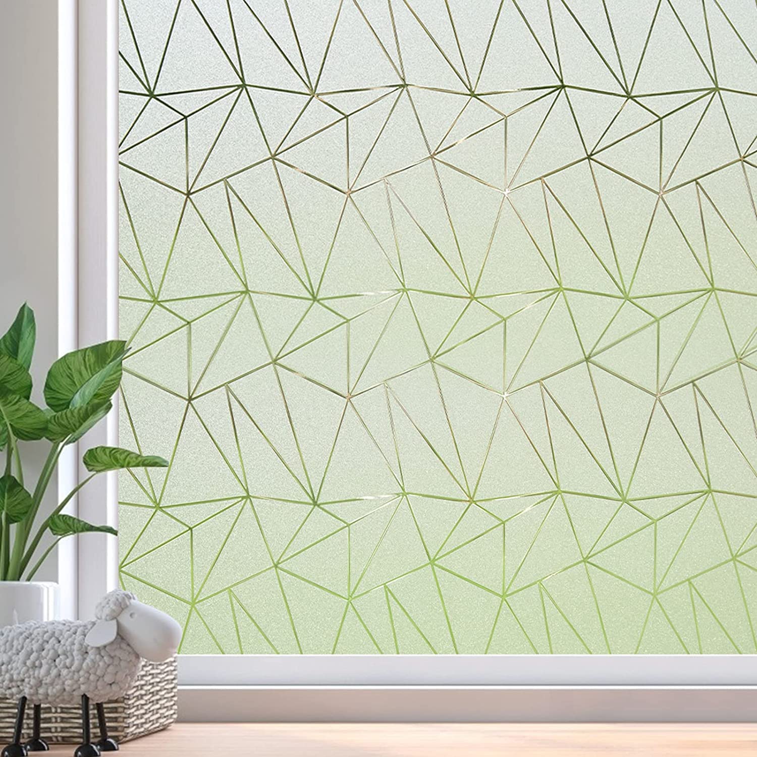 Coavas Window Privacy Film, Frosted Glass Static Cling, Decorative for Bathroom Door Covering, UV Blocking Window Cling, Non-Adhesive Vinyl Sticker, Day and Night Window Tint for Home, 23.6x393.7 Inch