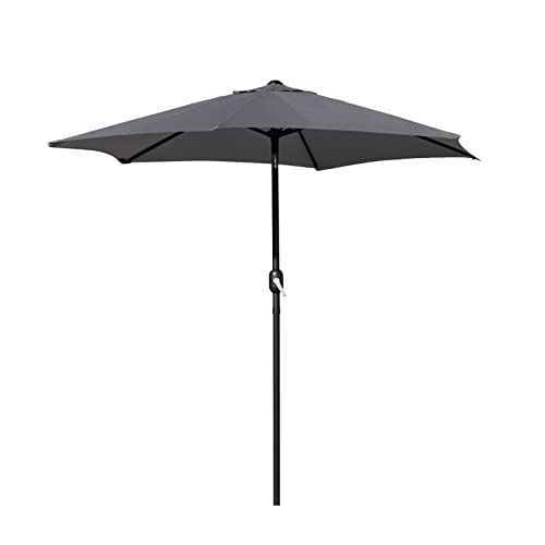 TUKAILAi 10ft Patio Umbrella, 3M Heavy Duty Outdoor Umbrella with Push Button Tilt Crank and 6 Sturdy Ribs, UV 50+ Protection Sun Shade for Market, Garden, Patio, Backyard & Pool (Grey)