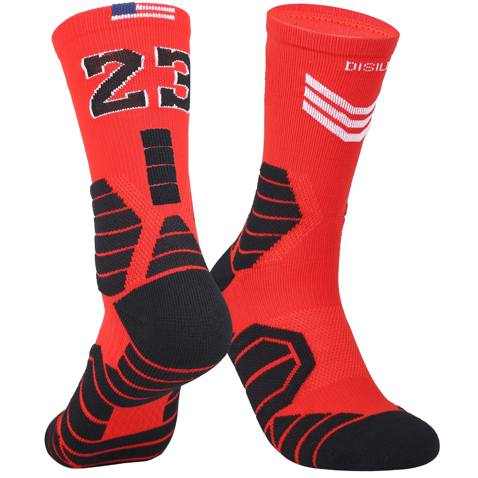 Disile Elite Basketball Socks, 3 Pack Cushioned Sports Socks Crew Socks for Men & Women
