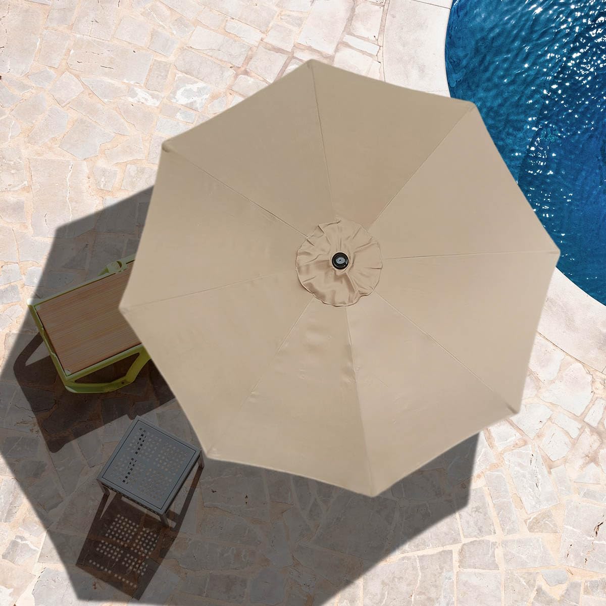 ontheway 11FT Patio Umbrella with 8 Ribs and Rust-Resistant Frame and Crank, UV Protection Outdoor Table Umbrella