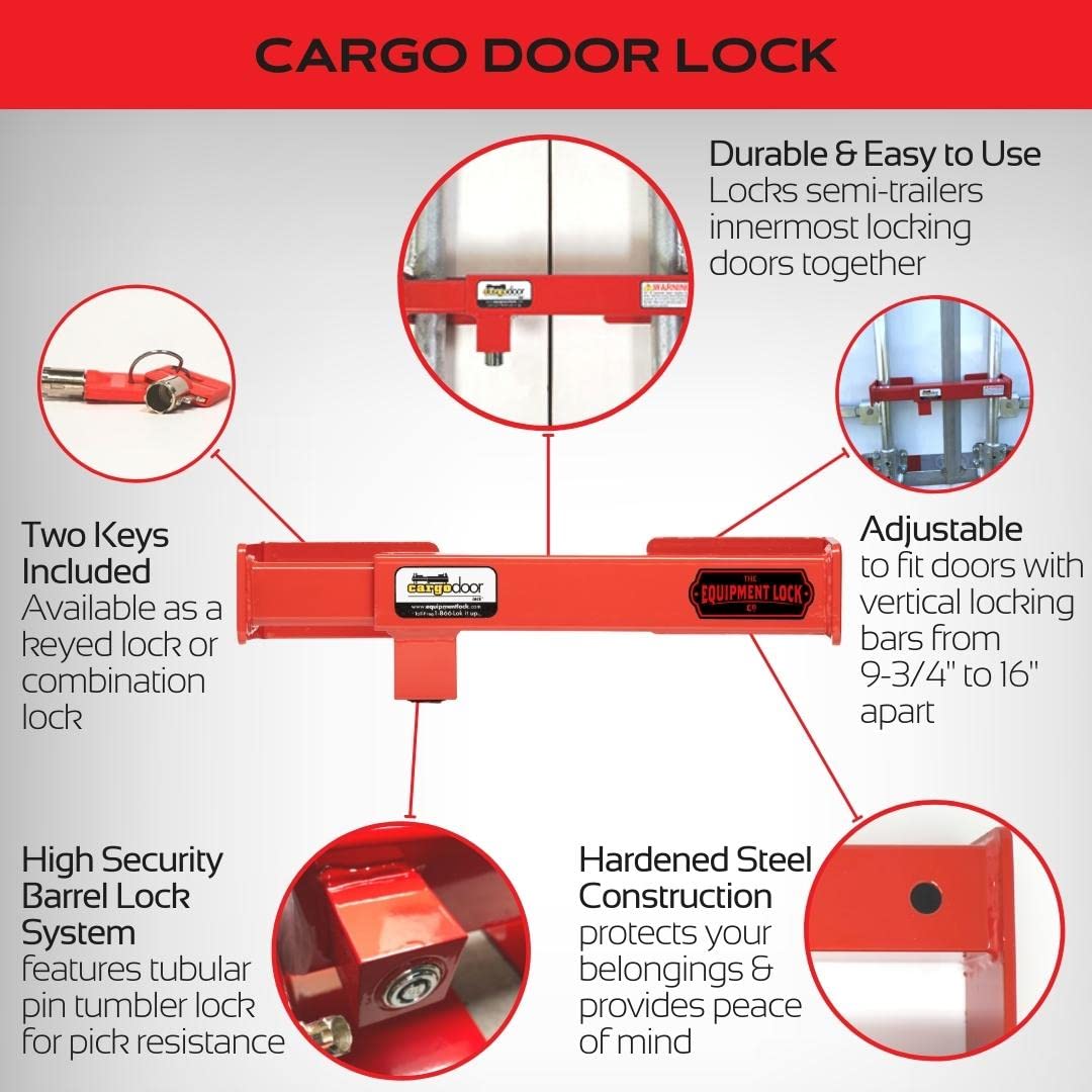 Equipment Lock Cargo Door Lock - Powder Coated Steel, Maximum Security Semi Trailer Door Lock - Semi Truck Accessories and Trailer Security (Keyed Differently)