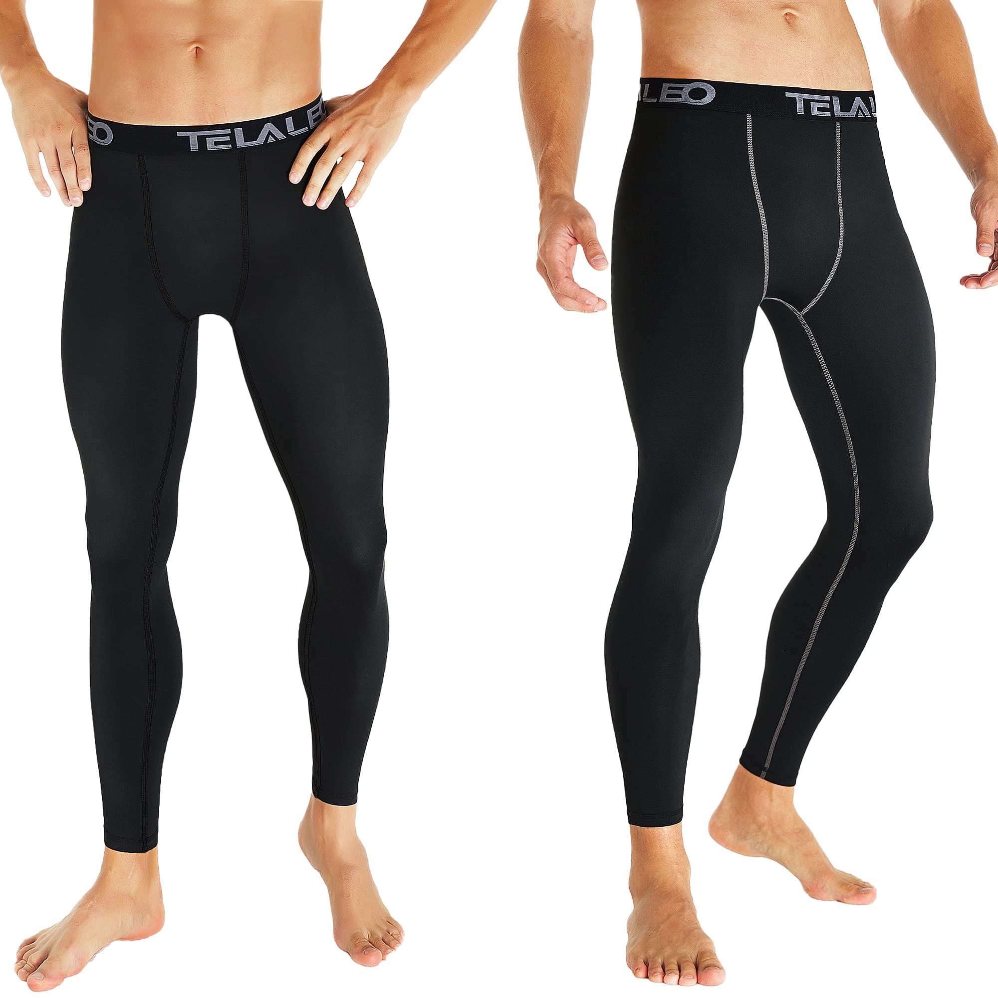 TELALEO 4 Pack Men's Compression Pants Leggings Sports Tights Athletic Baselayer Workout Running Black XL