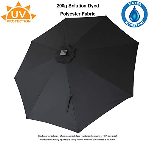 C-Hopetree 11 ft Outdoor Patio Market Table Umbrella with Solar LED Lights and Tilt, Black