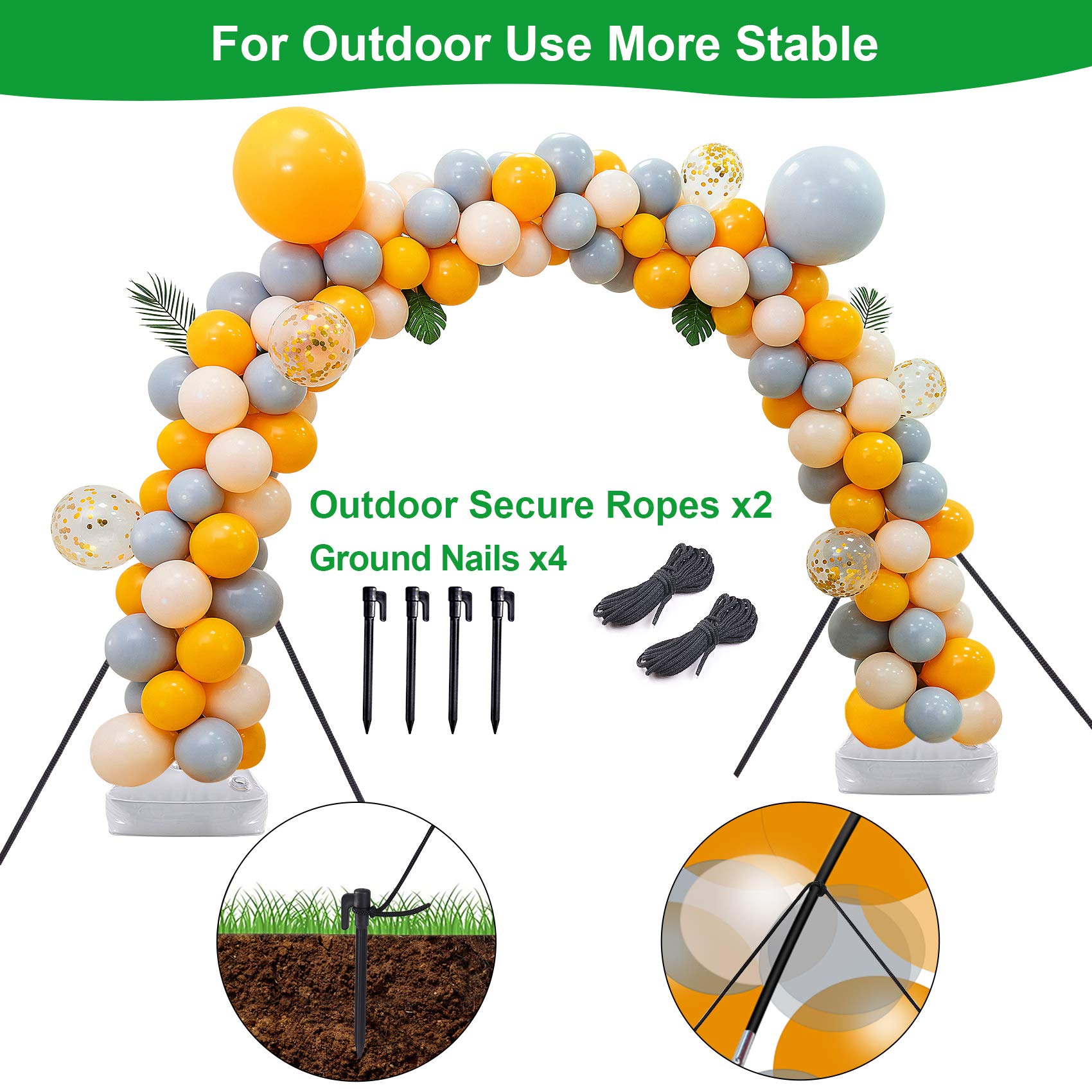 Balloon Arch Kit, 9FT Tall &10Ft Wide Adjustable Plastic Balloon Column Stands Set with Water Fillable Bases and Water Bag 50 Balloon Clips,1 Manual Pump,2 Knotter, Dot Glue,2 Flower Clips...