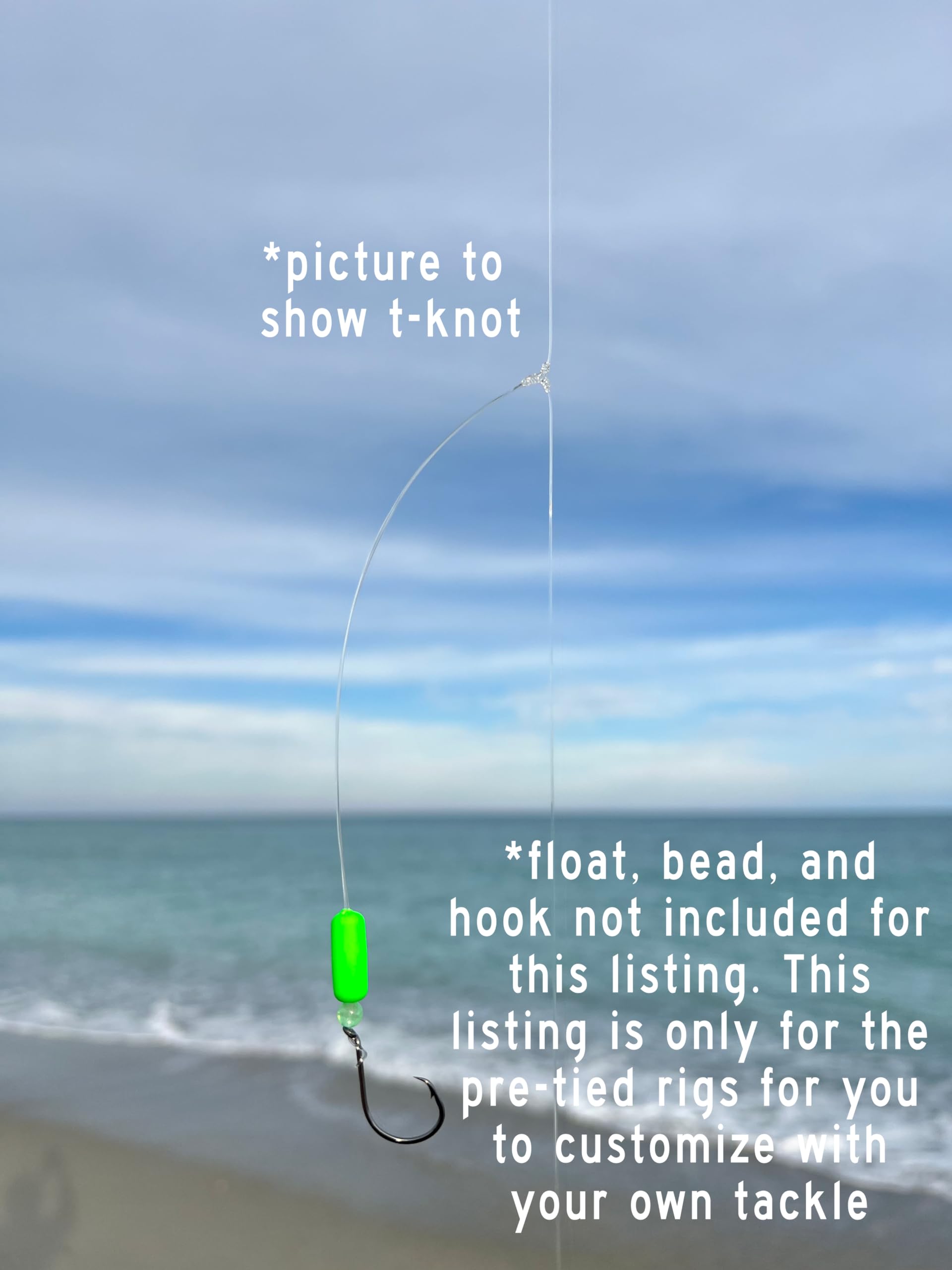 10 Pack Pre-Tied Double Drop Hi-Lo Surf Bait Bottom Fishing Leader Rigs Hand-Tied with T-Knot (30LB Mono)