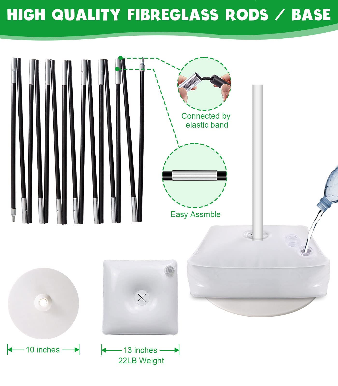 Balloon Arch Kit, 9FT Tall &10Ft Wide Adjustable Plastic Balloon Column Stands Set with Water Fillable Bases and Water Bag 50 Balloon Clips,1 Manual Pump,2 Knotter, Dot Glue,2 Flower Clips...