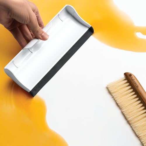 Full Circle Crumb Runner, Counter Sweep and Squeegee, Compact Brush for Sink & Kitchen Countertops, White