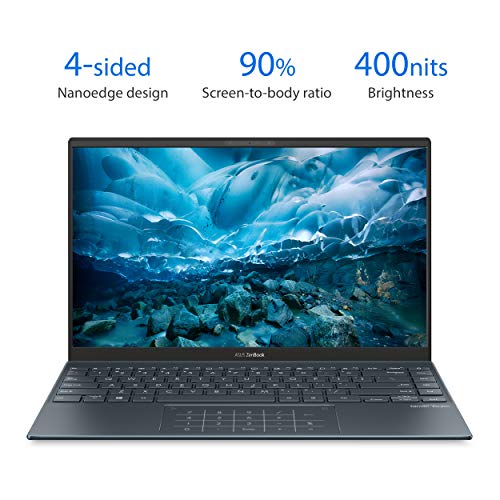 ASUS ZenBook 14 Ultra-Slim Laptop 14” FHD Display, AMD Ryzen 5 5600H CPU, Radeon Vega 7 Graphics, 8GB RAM, 512GB PCIe SSD, NumberPad, Windows 11 Home, Pine Grey, UM425QA-EH51