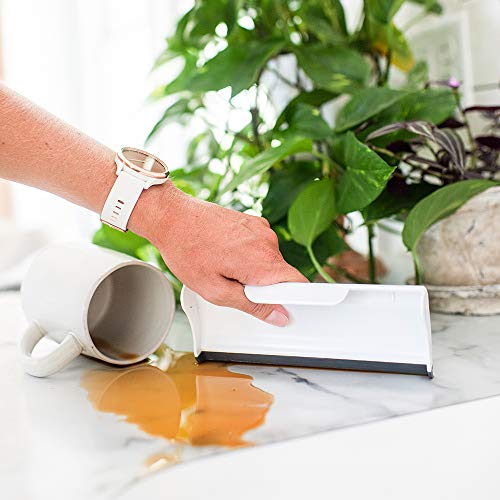 Full Circle Crumb Runner, Counter Sweep and Squeegee, Compact Brush for Sink & Kitchen Countertops, White