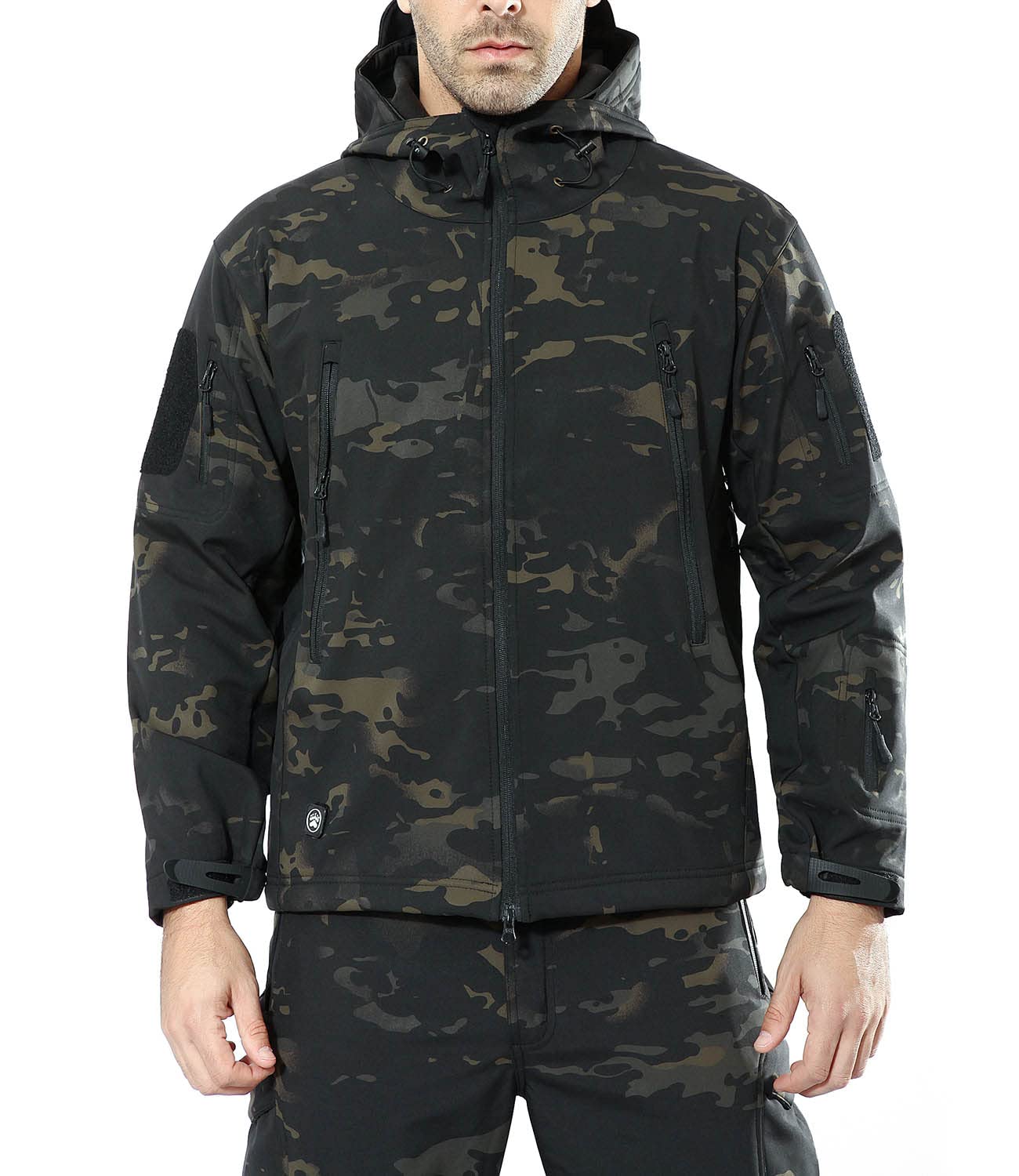 KQTFT Men's Tactical Jacket Softshell, US Medium, CN Large, Night Camo