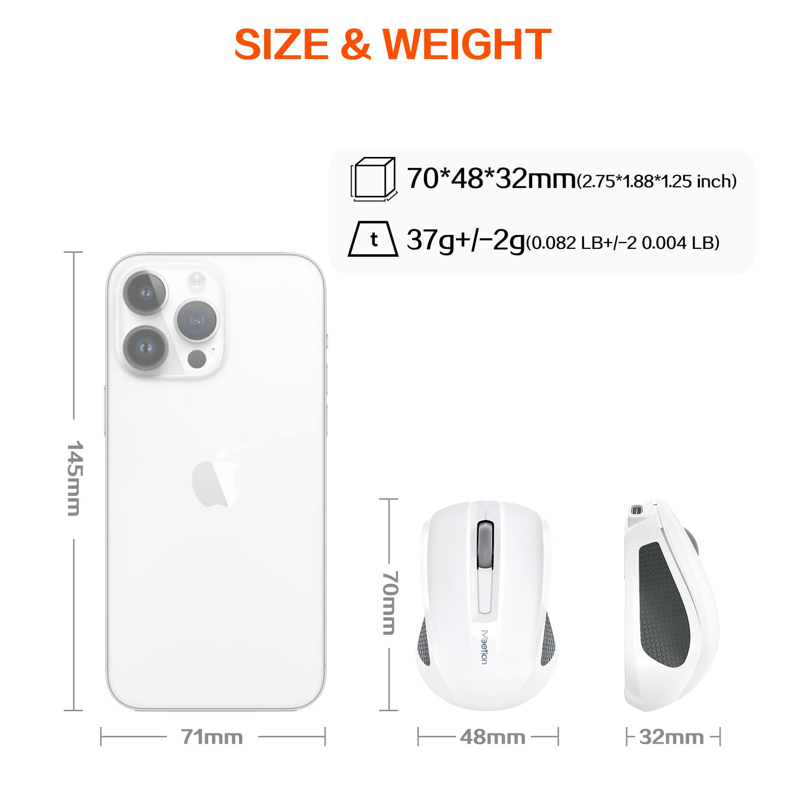 MEETION Wireless Mini Mouse, 2.4GHz USB-A + Bluetooth Mouse, for Boys, Girls, Child, 1200 DPI USB-C Rechargeable Mouse, White