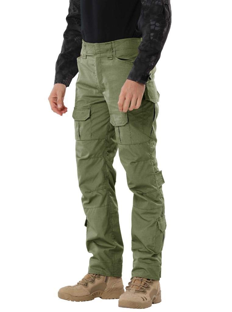 TRGPSG Men's Hiking Pants, Outdoor Lightweight Travel Pants Cargo Pants Work Pants for Men WG4F ArmyGreen 34