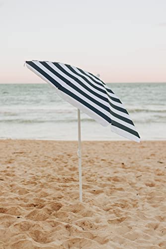 PICNIC TIME Outdoor Canopy Sunshade Beach Umbrella 5.5', Small Patio Umbrella, Beach Chair Umbrella, (Blue & White Stripe)