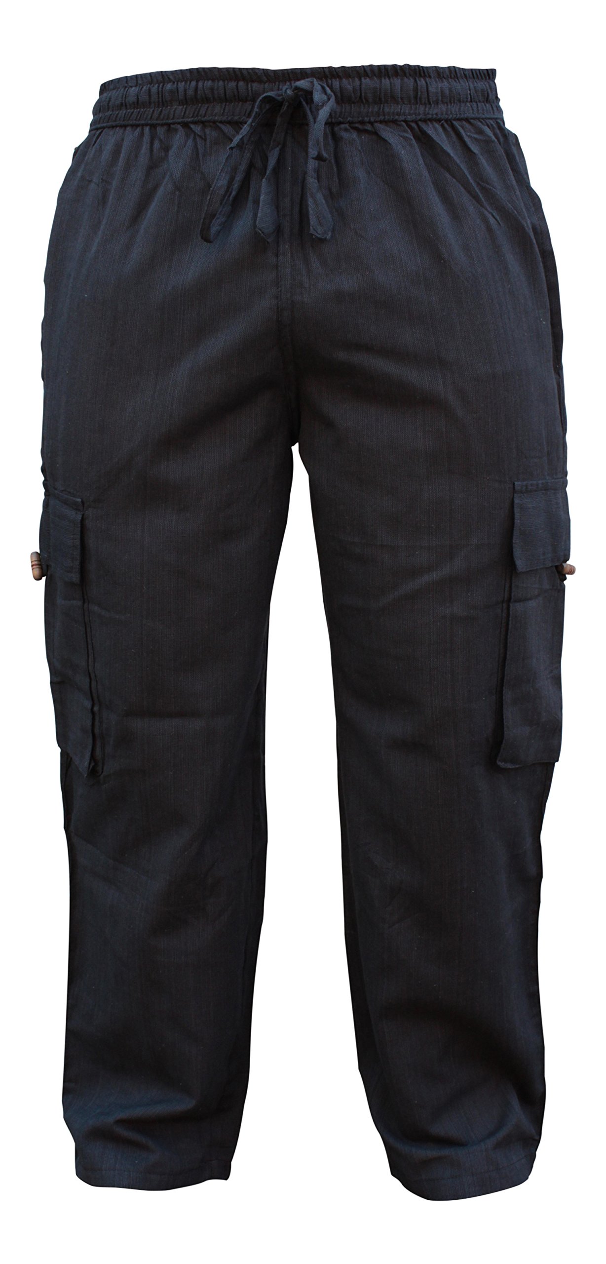 Shopoholic Fashion Mens Light Weight Plain Hippy Combat Trouser (Black,2XL)