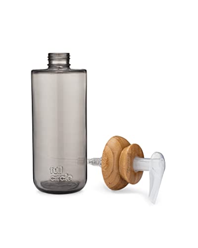 Full Circle Soap Opera Recycled Glass Gel Soap & Lotion Dispenser, Bamboo Lid, 12-Ounce, Gray Tinted