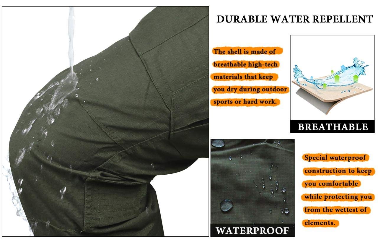 TRGPSG Men's Hiking Pants, Outdoor Lightweight Travel Pants Cargo Pants Work Pants for Men WG4F ArmyGreen 34