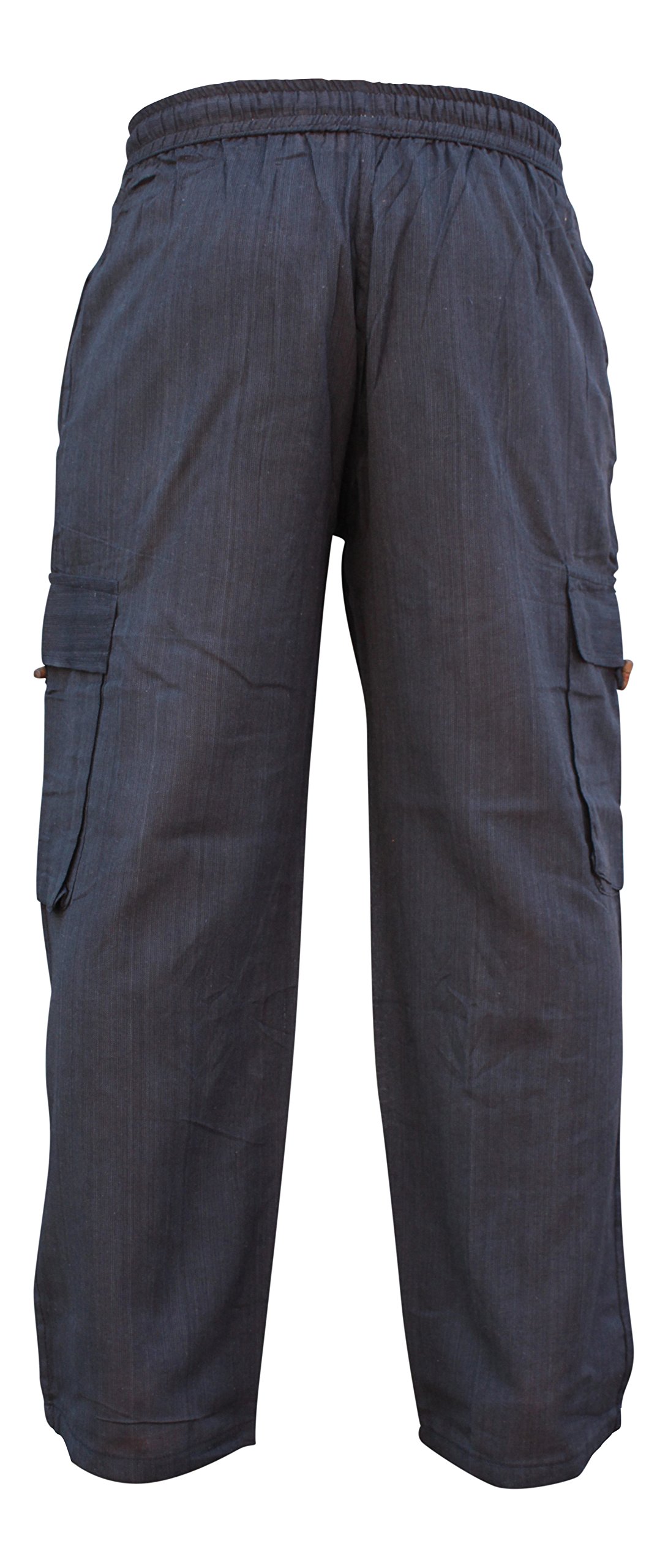 Shopoholic Fashion Mens Light Weight Plain Hippy Combat Trouser (Black,2XL)