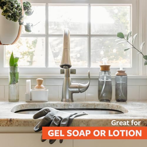 Full Circle Soap Opera Recycled Glass Gel Soap & Lotion Dispenser, Bamboo Lid, 12-Ounce, Gray Tinted