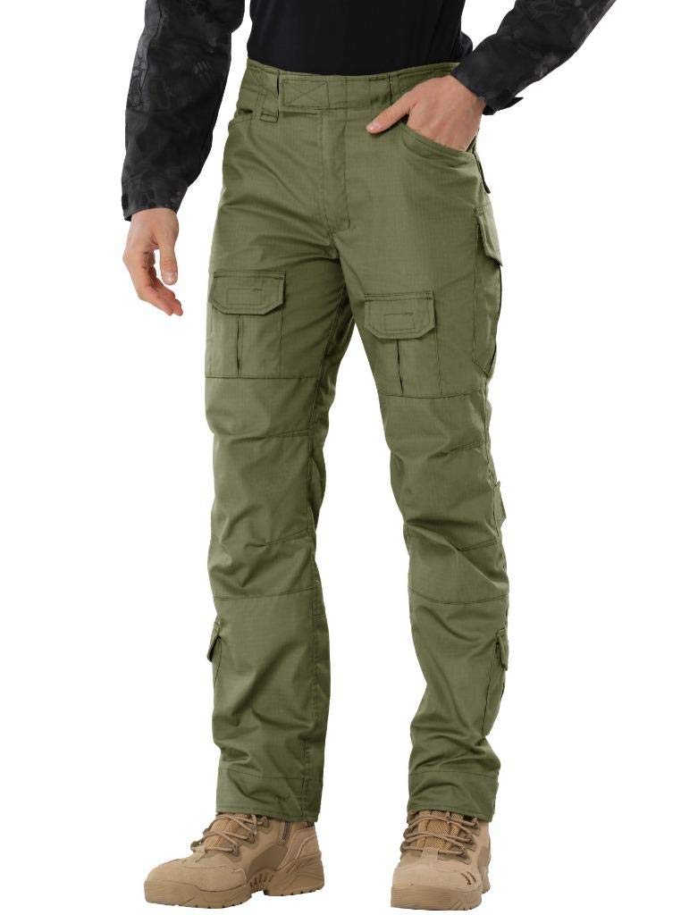 TRGPSG Men's Hiking Pants, Outdoor Lightweight Travel Pants Cargo Pants Work Pants for Men WG4F ArmyGreen 34