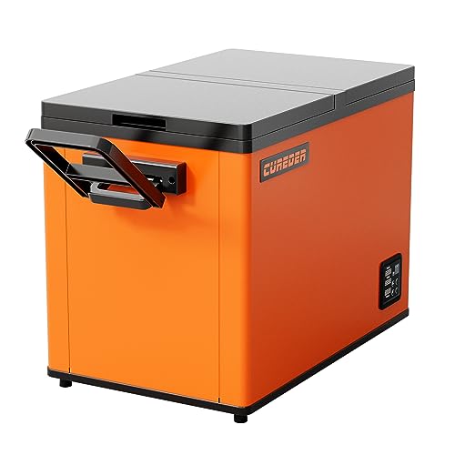 cureder 12 Volt Refrigerator Dual Zone - 55 Liter(58qt) Car and RV Portable Refrigerator with 12V DC and 110-240V AC Options - Ideal Portable Fridge with Compressor for Camping and Road Trips