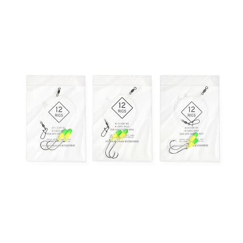 3 Pack '#1' Pompano Rig Surf Fishing Hi-Lo Double Drop Hand-Tied 25LB Mono (Chartreuse/Green)