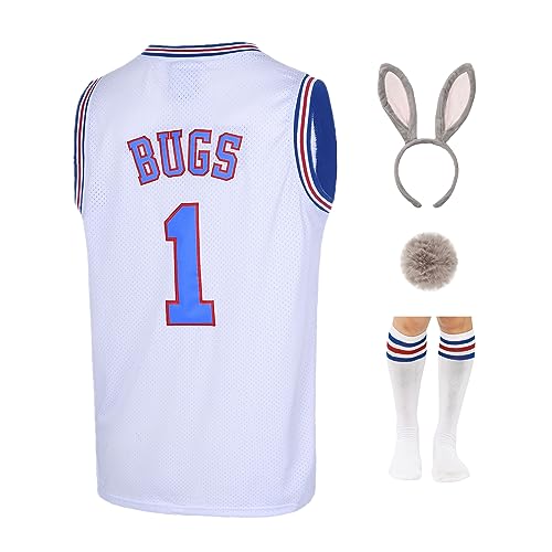 TUEIKGU Mens #1 Bugs #10 Lola Couples Halloween Costume Sets Basketball Jersey for Women (White1, Medium)