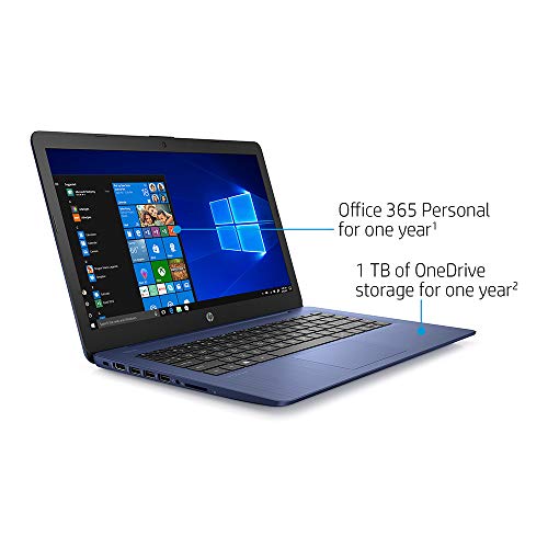 2021 HP Stream 14" HD SVA Laptop Computer, Intel Celeron N4000 Processor, 4GB RAM, 64GB eMMC Flash Memory, Webcam, 1-Year Office, Intel UHD Graphics 600, Win 10S, Royal Blue, (Renewed)