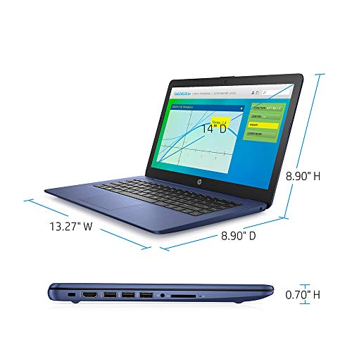 2021 HP Stream 14" HD SVA Laptop Computer, Intel Celeron N4000 Processor, 4GB RAM, 64GB eMMC Flash Memory, Webcam, 1-Year Office, Intel UHD Graphics 600, Win 10S, Royal Blue, (Renewed)